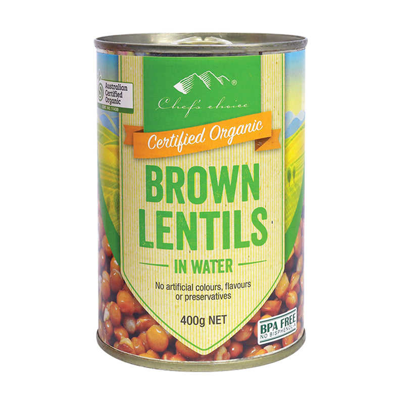 Chef's Choice Certified Organic Brown Lentils in Water 400g — Santos ...